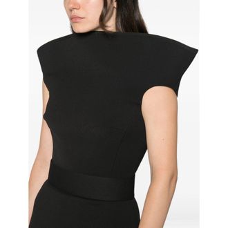 Solace London Exaggerated Shoulders Evening Dress - Black