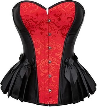 Grebrafan Corset Top Bustier Femme Chic (EUR(48-50) 6XL, Rouge)