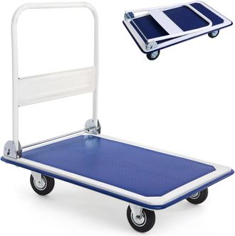 Generic Küchenwagen, Rollwagen, zusammenklappbar, Handsackkarre, 150 kg, 300 kg Tragkraft, robuster Plattformwagen mit Rädern, Griff, Pritschenwagen für Zuhau