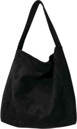 Generic Sac fourre-tout en daim pour femme, grand sac &agrave; main souple, sac &agrave; main marron r&eacute;tro avec poign&eacute;e sur le dessus, sac &agrave; main dautomne, Noir, Medium Sho