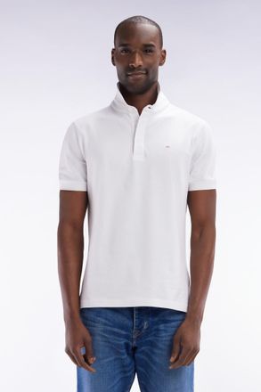 Eden Park Polo &Agrave; Manches Courtes En Piqu&eacute; Coton Stretch Blanc Coupe Ajust&eacute;e