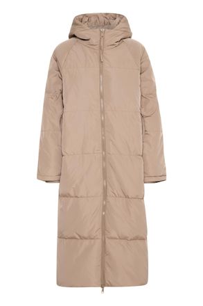 Ichi IHBunala Damen Wintermantel Winterjacke Steppjacke lang mit Kapuze Rei&szlig;verschlusstaschen Regular fit, Gr&ouml;&szlig;e:XS, Farbe:Fossil (170909)