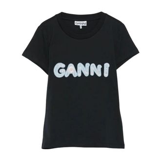 Ganni T-shirt avec broderie logo - Femme - Tops - Noir - Taille: 38 FR