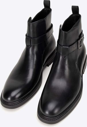 Wittchen Herren-Chelsea-Boots aus Leder mit Schnalle, Schwarz, Naturleder