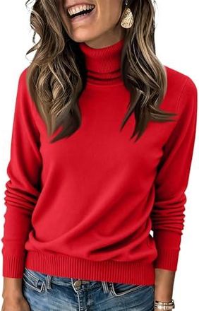 Generic Pull Femme Chic Et Elegant V&ecirc;tements Blanc Pulls, Gilets Et Sweats Noir Laine Rouge Vetement Femmes Cachemire Col Roul&eacute; Pulls Chaud Hiver WomenS Overs