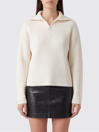 Courr&egrave;ges Pull &agrave; col roul&eacute; c&ocirc;tel&eacute; en pure laine m&eacute;rinos avec demi-zip