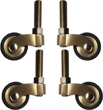 Generic Schwerlastrollen, Schwenkrollen mit Bremse, 4er-Set Universalrollen, 25 mm M&ouml;bel aus poliertem Messing, mit M8-Gewindestange, 360&deg; schwenkbare Gummiro