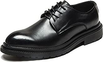 Generic Chaussures habill&eacute;es for Hommes, Lacets, Bout Rond Bruni, Cuir Confortable, Talon carr&eacute;, Semelle en Caoutchouc antid&eacute;rapante, Tige Basse, Mariage(Noir