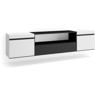Skraut Home Skraut Home - TV-Schrank, Lowboard, f&uuml;r Wohnzimmer und Esszimmer, 200x45x35cm, F&uuml;r TV-Ger&auml;te bis zu 80, H&auml;ngend, Moderner Stil, Wei&szlig; und Schwarz