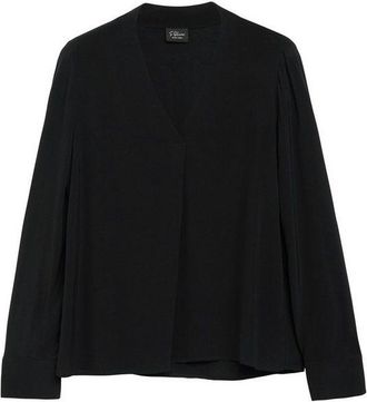 s.Oliver Langarmbluse Bluse Leichte Chiffonbluse mit V-Ausschnitt