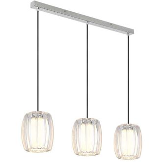 Globo Lighting Pendelleuchte Deckenleuchte H&auml;ngeleuchte verchromt Acryl klar Glas opal H 120 cm