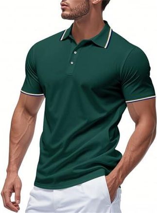 Generic Chemises habill&eacute;es pour homme - T-shirt d&eacute;t&eacute; d&eacute;contract&eacute; &agrave; manches courtes avec revers boutonn&eacute; de couleur unie pour le travail, polo style western, V