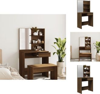 vidaXL Vidaxl - Schminktische - Living Schminktisch mit Spiegel Braun Eiche 74,5x40x141 cm - Braun