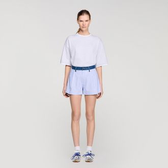 Sandro Short ray&eacute; &agrave; d&eacute;tails denim