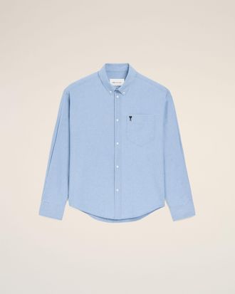 Ami Chemise Boxy Bleu Ami De Coeur Brod&eacute; en Coton Gris - 36 - Homme