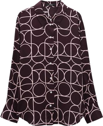 someday Damen Langarmbluse | Printbluse ZELINE Loose aus Ecovero Viskose Plum, 38
