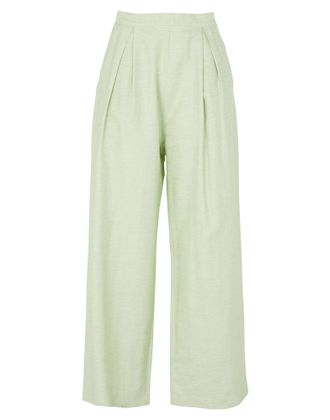 8 by YOOX COTTON-LINEN PLEATED WIDE-LEG PANTS