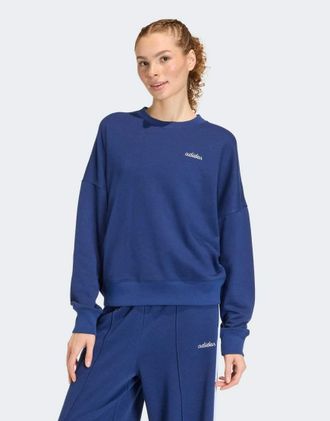 adidas adidas Performance - Seasonal Essentials Colorpop - Sweat avec broderie graphique - Bleu foncé et blanc