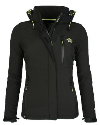 Geographical Norway Damen Softshell Funktions Jacke Outdoor Regen wasserabweisend [GeNo-15-Schwarz-Gr.XXL]
