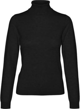 Vero Moda Vmiris Ls Pull à col roulé GA Noos en Tricot pour Femme, Noir, L
