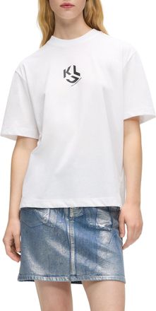 Karl Lagerfeld Womens, Regular Monogram Tee, Regular Fit, White, XL