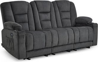 MCombo M MCombo Elektrisch 3 Sitzer Sofa mit Schlaffunktion, 3er Relaxsofa mit Taste 150&deg; Verstellbar, Kinosessel mit Liegefunktion, USB & Getr&auml;nkehalter
