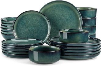 VANCASSO S&eacute;rie STARRY Service de Table 24 Pi&egrave;ces en Gr&egrave;s, Service Vaisselle 6 Personnes, avec 6 Assiettes Plates, 6 Assiettes &agrave; Dessert, 6 Bols &agrave; p&acirc;tes, 6 Bols