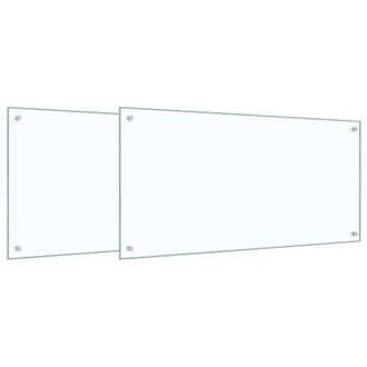 vidaXL K&uuml;chenr&uuml;ckwand 2 pcs Transparent 100 x 50 cm Geh&auml;rtetes Glas vidaXL