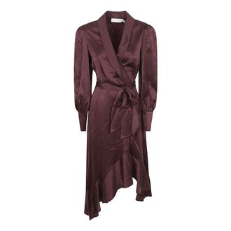 Zimmermann Femme, Robes, Brun, Taille: 36 FR Robe Midi Enveloppe en Soie