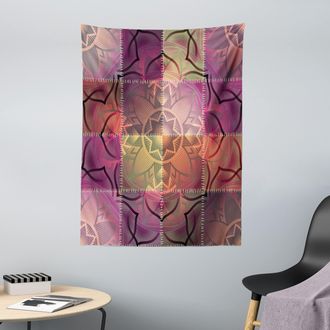 Abakuhaus Ethnisch Wandteppich und Tagesdecke, Modernes Mandala-Motiv, aus Weiches Mikrofaser Stoff Moderner Digitaldruck Waschbar, 110 x 150 cm, Mehrfarbig