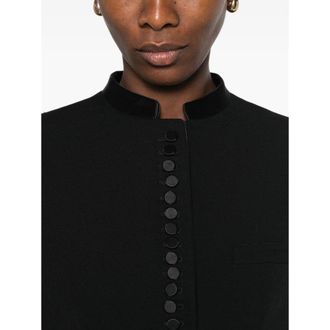 Tom Ford Cropped Wool With Mandarin Collar Jacket - Black