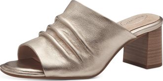 Tamaris Comfort Damen Sandalen mit Absatz aus Leder Elegant, Gold (Lt Gold), 38 EU