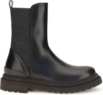 Brunello Cucinelli Bottines Chelsea en cuir - Femme - Chaussures - Noir - Taille: 38 1/2 EU