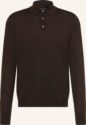 Strokesman's Strokesmans Strick-Poloshirt Aus Merinowolle braun