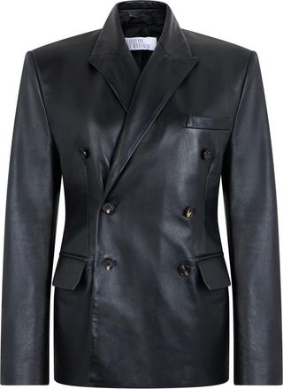 Giuseppe Di Morabito Femme, Vestes, Noir, Taille: 34 FR Blazer crois&eacute; en cuir