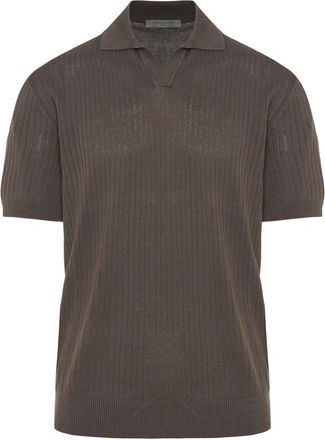 Corneliani Homme, Tops, Brun, Taille: XL Polo Sans Boutons en Coton Pima