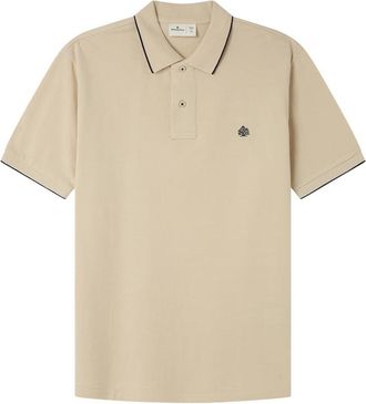 Springfield SS Poloshirt Piqu&eacute;, geflammt, mit Baum-Embro8Idery, 100% Baumwolle, Beige, L