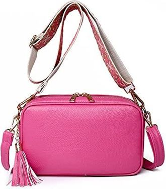 Generic Sac à bandoulière tendance pour femme - Plusieurs couleurs - Petit sac à bandoulière en cuir pour homme, rose vif, Taille unique