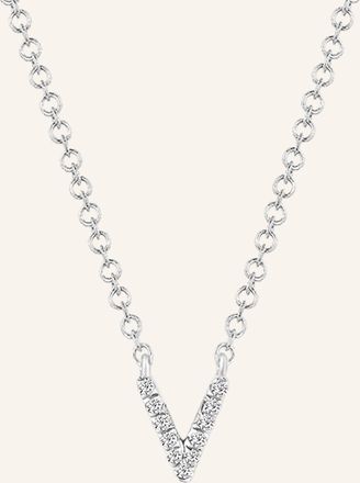 Leaf Initialien Halskette V Aus 14 Karat Weißgold Mit Diamanten silber