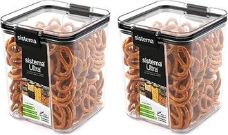 Sistema Ultra Tritan luftdichtes Frischhaltedose | 920 ml Vorratsdose mit Deckel | stapelbar | BPA-frei, Weiß/Grau (Packung mit 2)
