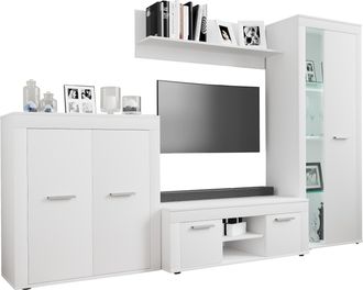 VCM TV M&ouml;bel | 4-TLG. Wohnwand mit ausreichend Stauraum | Fernsehschrank | Anbauwand - Usilo L