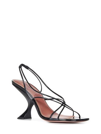 Amina Muaddi Womens Sandals Lena 90 Black Patent Pvc