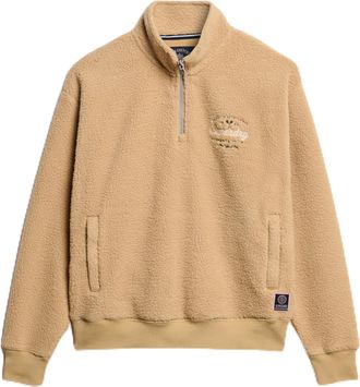 Superdry Damen Country Club Fleece-Sweatshirt mit halblangem Reißverschluss Shaker Beige 40