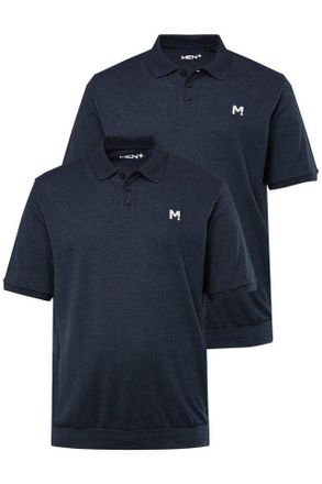 Men Plus Poloshirt Poloshirts 2er-Pack Bauchfit Basic Piqu&eacute; Halbarm