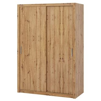 Selsey Rinker - Kleiderschrank/Schwebet&uuml;renschrank 2-t&uuml;rig optional mit Spiegel, 150 cm (Eiche Artisan ohne Spiegel)