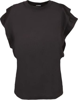 Jacquemus Femme, Tops, Noir, Taille: 38 FR T-shirt &agrave; col rond