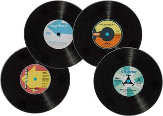 Out of the Blue Glas-Untersetzer, Schallplatte, Schwarz, ca. 10 cm