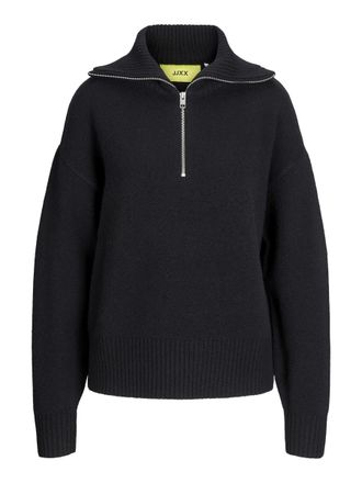 Jack & Jones Damen JXSIKA Half Zip Knit Pullover, Black, Small
