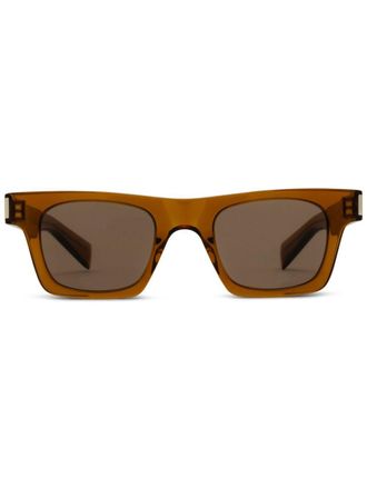 Saint Laurent Eyewear lunettes de soleil &agrave; logo imprim&eacute; - Marron