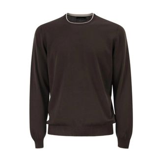 Fay Rundhals-Pullover - - Knitwear - Herren - Braun - 2XL